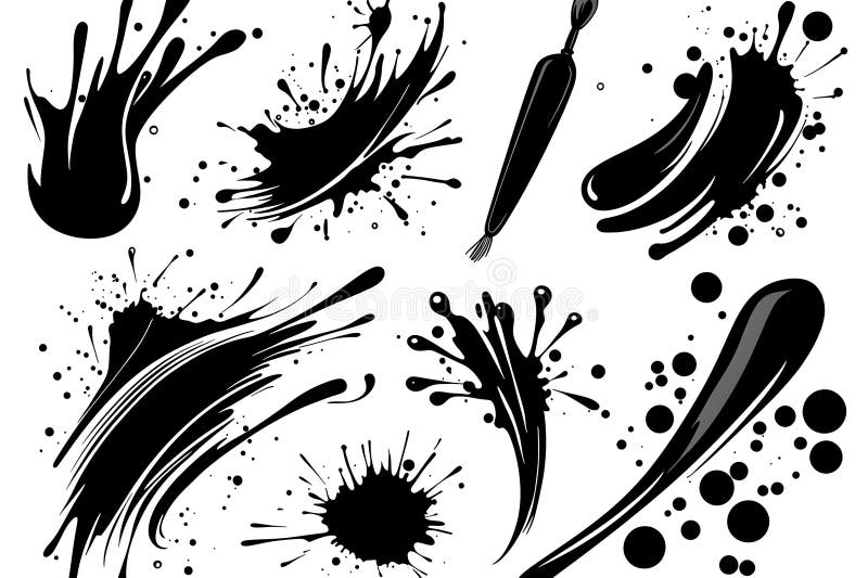 Abstract Ink Splatter and Brush Stroke Collection Stock Illustration ...