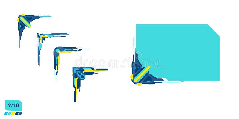 Set of High-tech Corners for Decoration, Window Interface Design Stock ...
