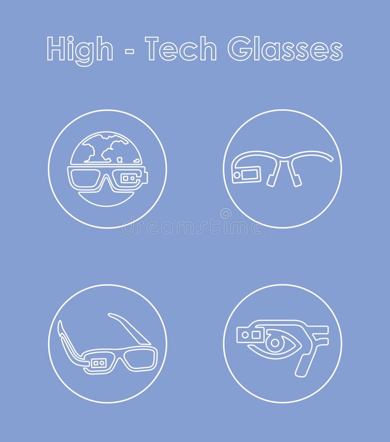Set of High-tech Glasses Simple Icons Stock Vector - Illustration of ...