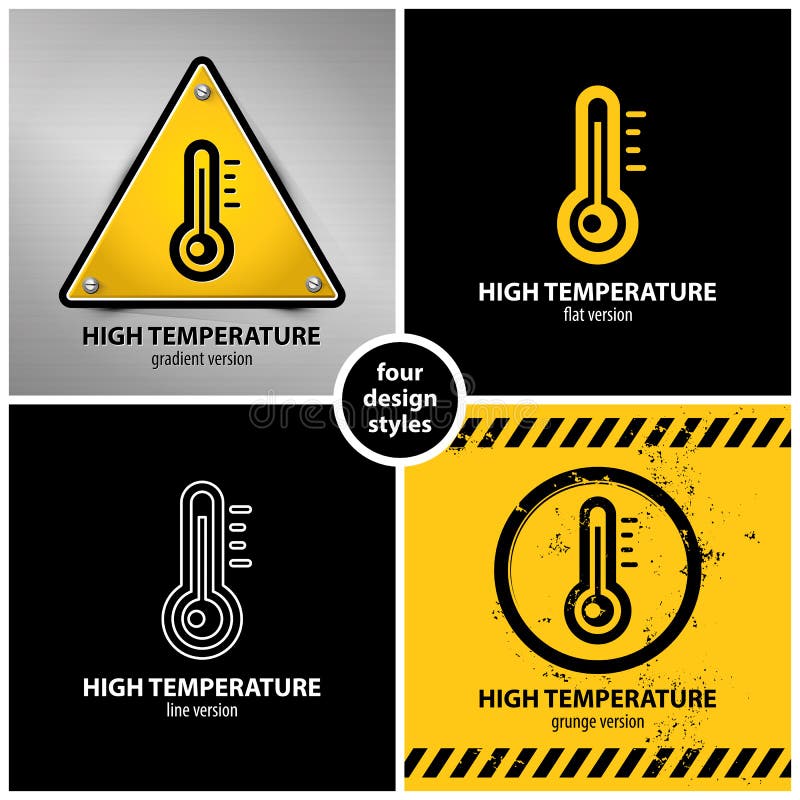High Temperature Warning Sign Stock Vector - Illustration of rise, sign ...