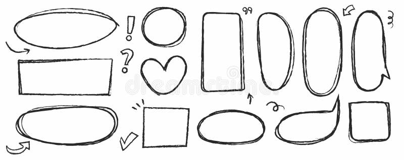 Set of Highlight Pen Line Elements. Black Pencil Brush Stock Vector ...