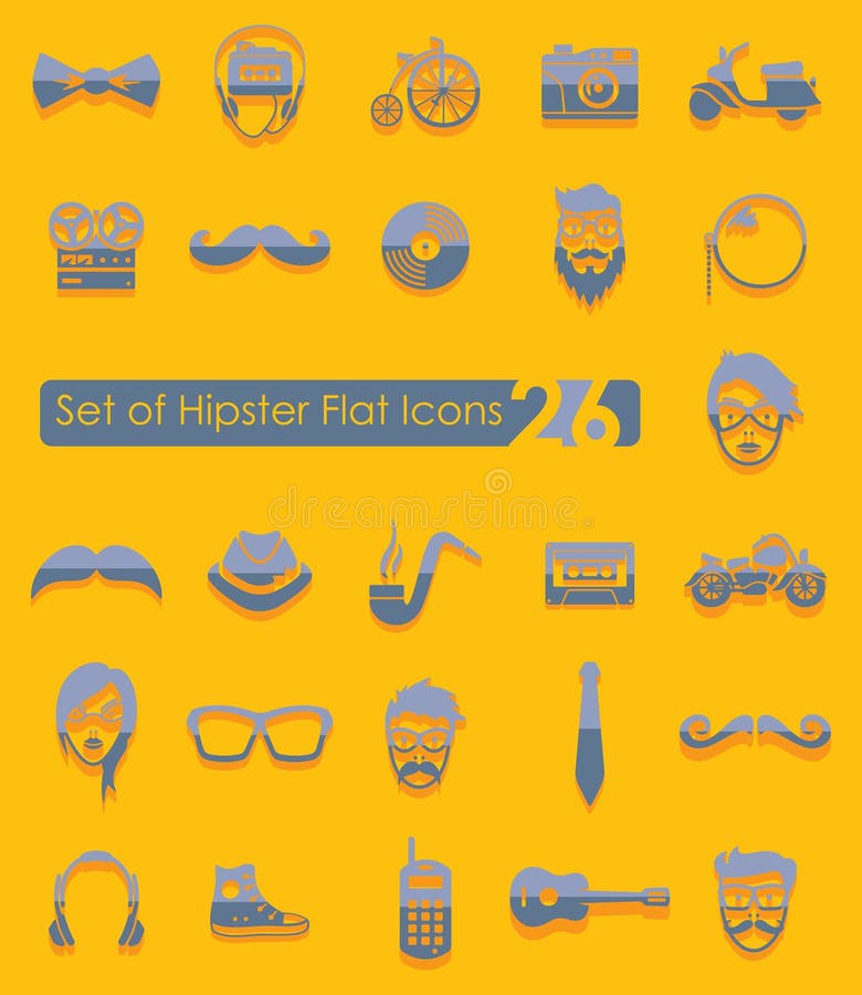 Set of hipster icons stock vector. Illustration of flat - 79186832
