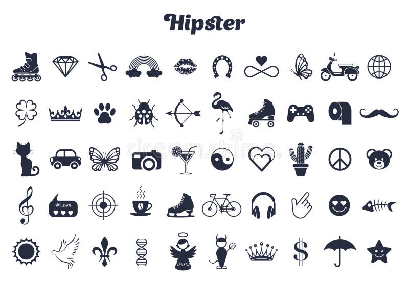 Set of 50 Hipster Icons. Vector Illustration Stock Illustration ...