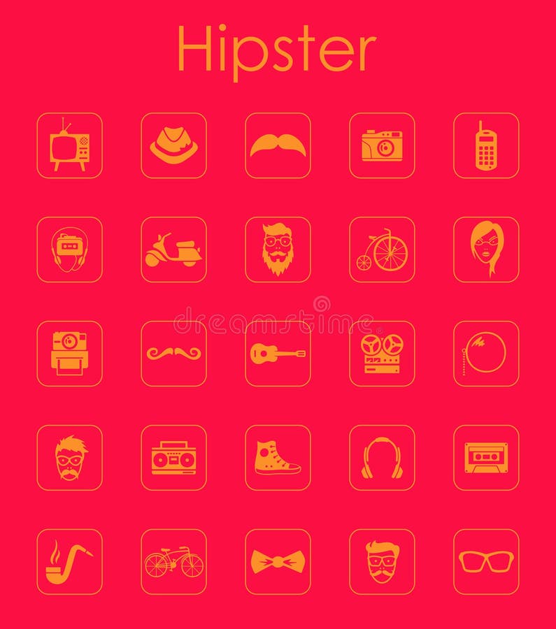 Set of Hipster Simple Icons Stock Vector - Illustration of beard ...