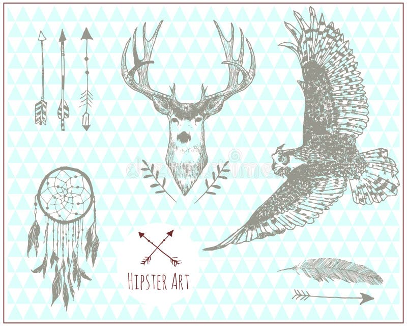 Set of Hipster Vintage Illustration Elements Stock Vector ... Set of Hipster Vintage Illustration Elements Stock Vector ...