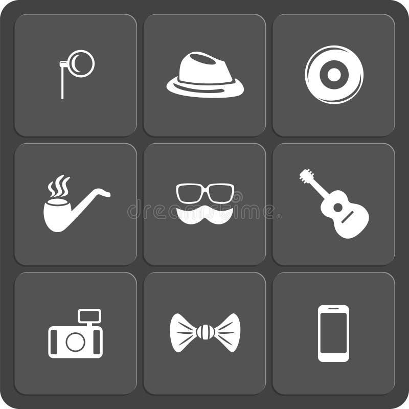 Set of 9 Hipster Web and Mobile Icons. Vector. Stock Vector ...