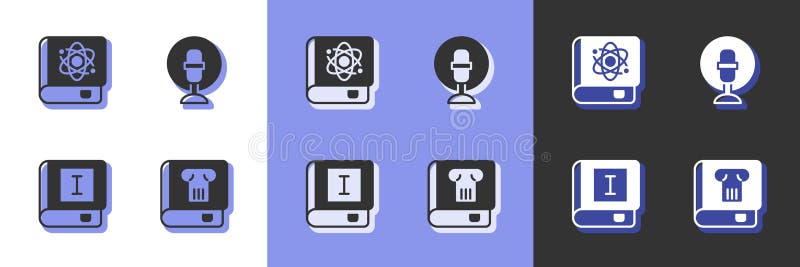 Set History Book, Book about Physics, and Microphone Icon. Vector Stock ...