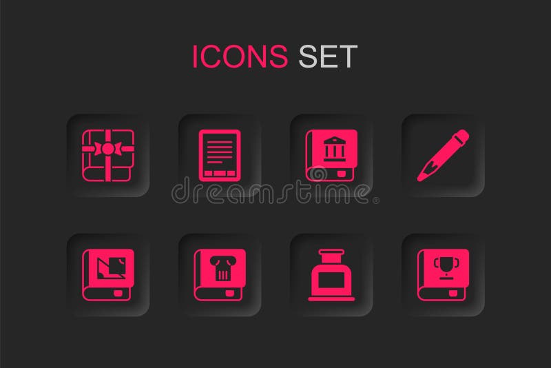 Set History Book, E-Book Reader, As Gift, Inkwell, Pencil with Eraser ...