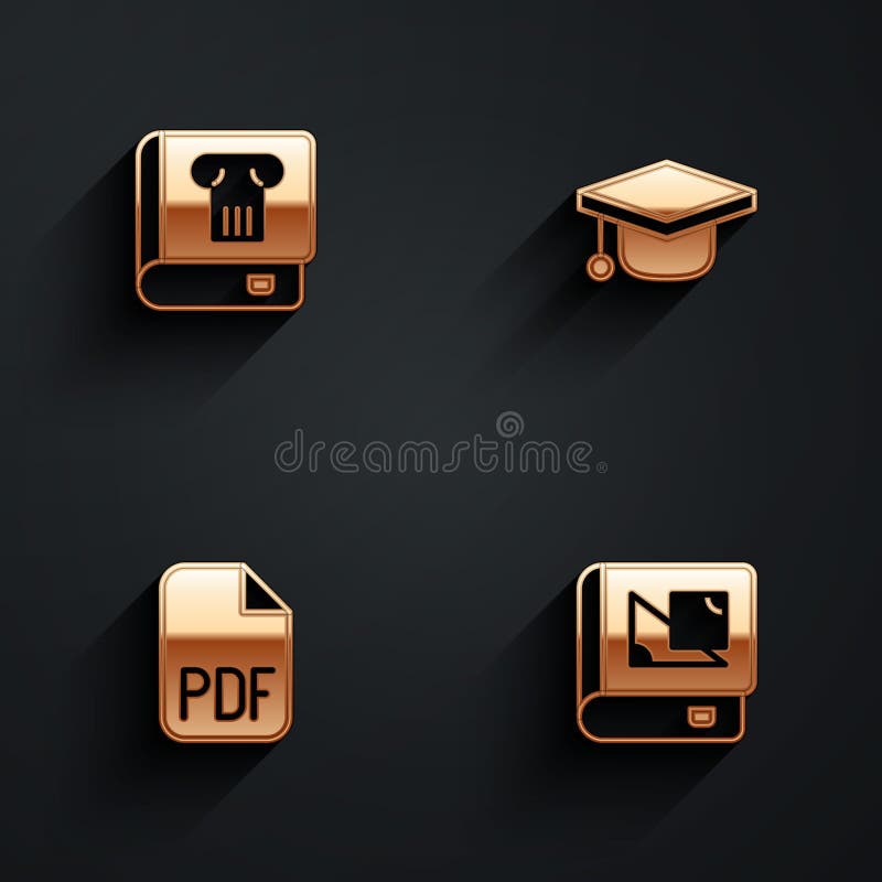 Set History Book, Graduation Cap, PDF File Document and Book about ...