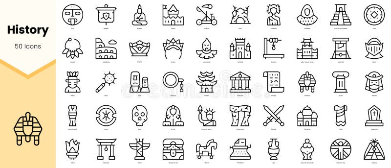 Set of History Icons. Simple Line Art Style Icons Pack Stock Vector ...