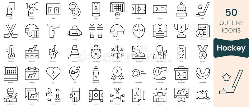 Set of Hockey Icons. Thin Linear Style Icons Pack Stock Vector ...
