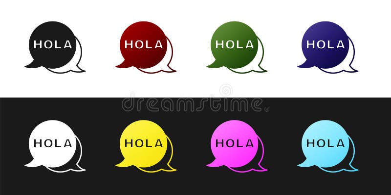Black Hello in Different Languages Icon Isolated on White Background ...
