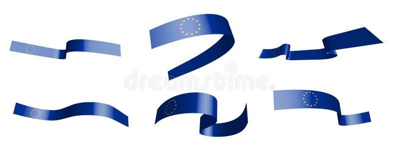 Set of Holiday Ribbons. Flag of European Union Waving in the Wind ...