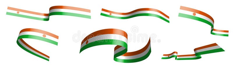 Set of Holiday Ribbons. Republic of Niger Flag Waving in Wind Stock ...