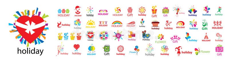 A Set of Holiday Vector Logos on a White Background Stock Vector ...