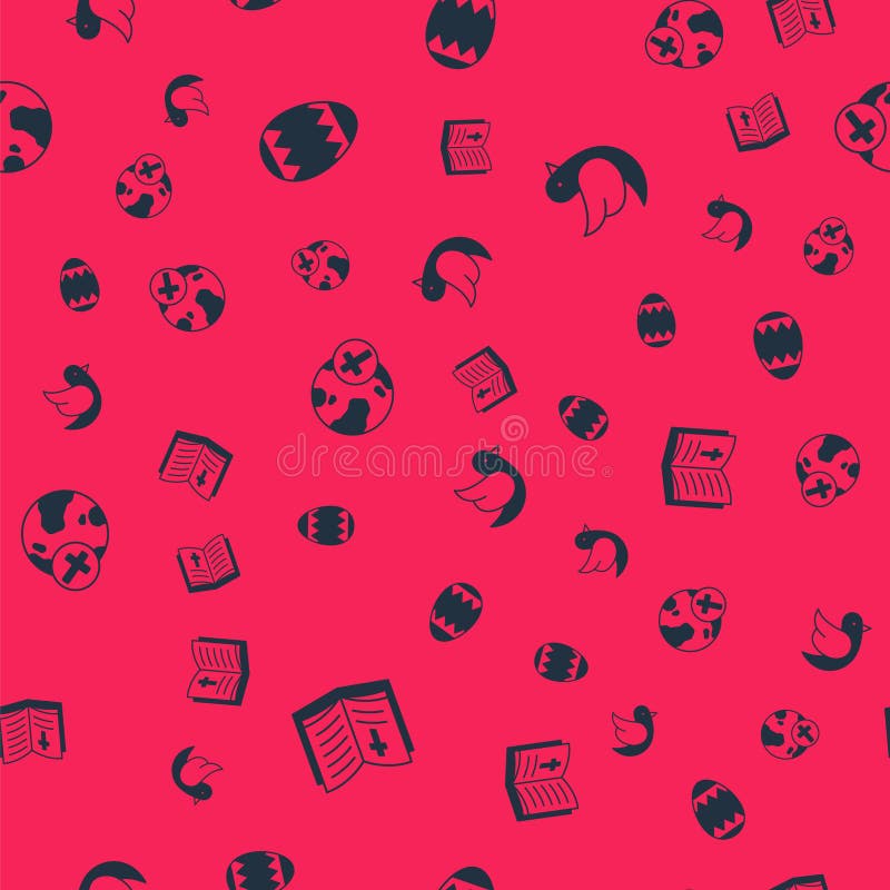 Set Holy Bible Book, Easter Egg, Christian Cross with Globe and Dove on ...