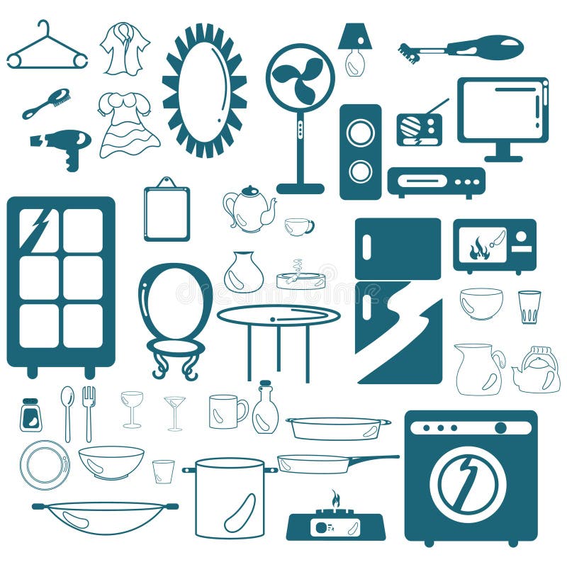 Set of Home Appliances. Vector Illustration Decorative Design Stock ...