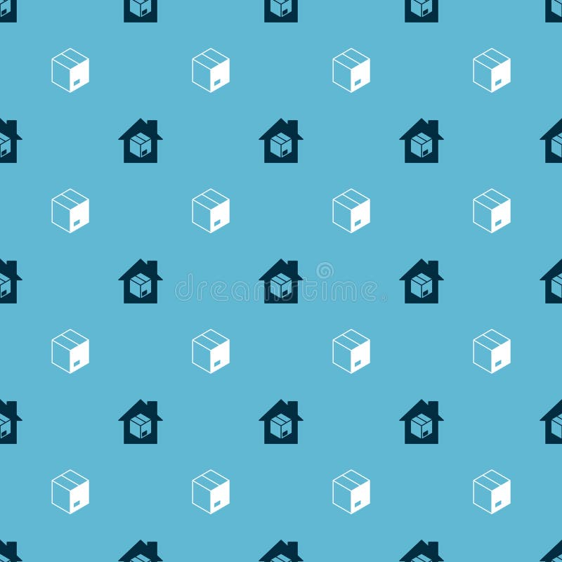 Set Home Delivery Services and Carton Cardboard Box on Seamless Pattern ...