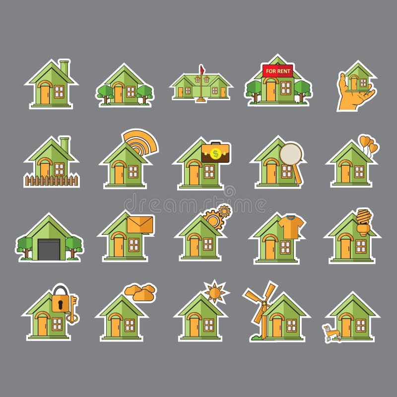 Pset of Home Icons. Vector Illustration Decorative Design Stock Vector ...