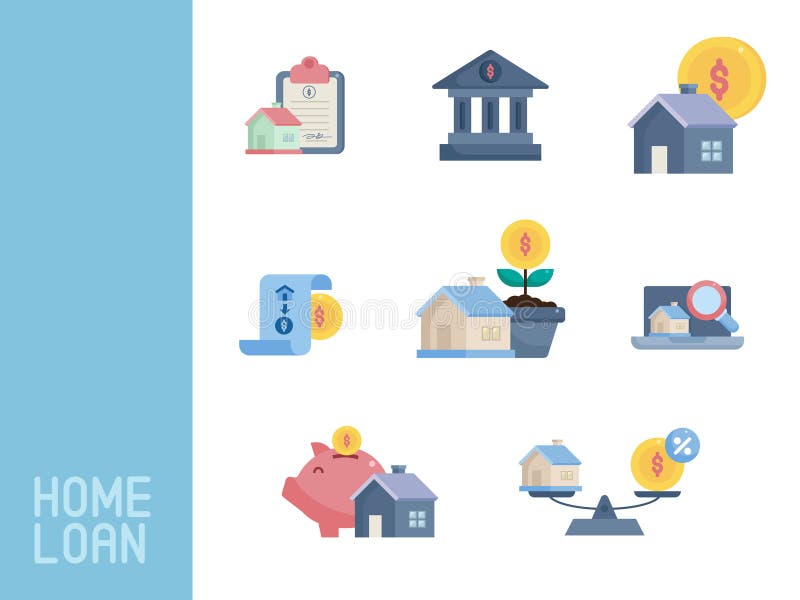 Set of Home Loan, Finance, Mortgage Element Background Stock ...