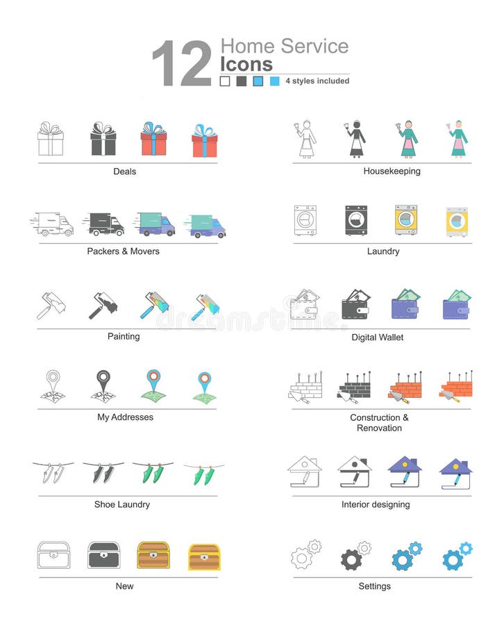Set of home service icon stock illustration. Illustration of home ...
