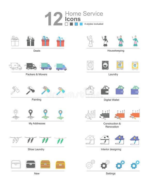 Set of home service icon stock illustration. Illustration of home ...