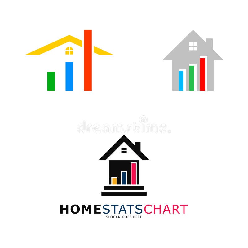 Set of Home Statistics Chart Icon Vector Logo Template Illustration ...