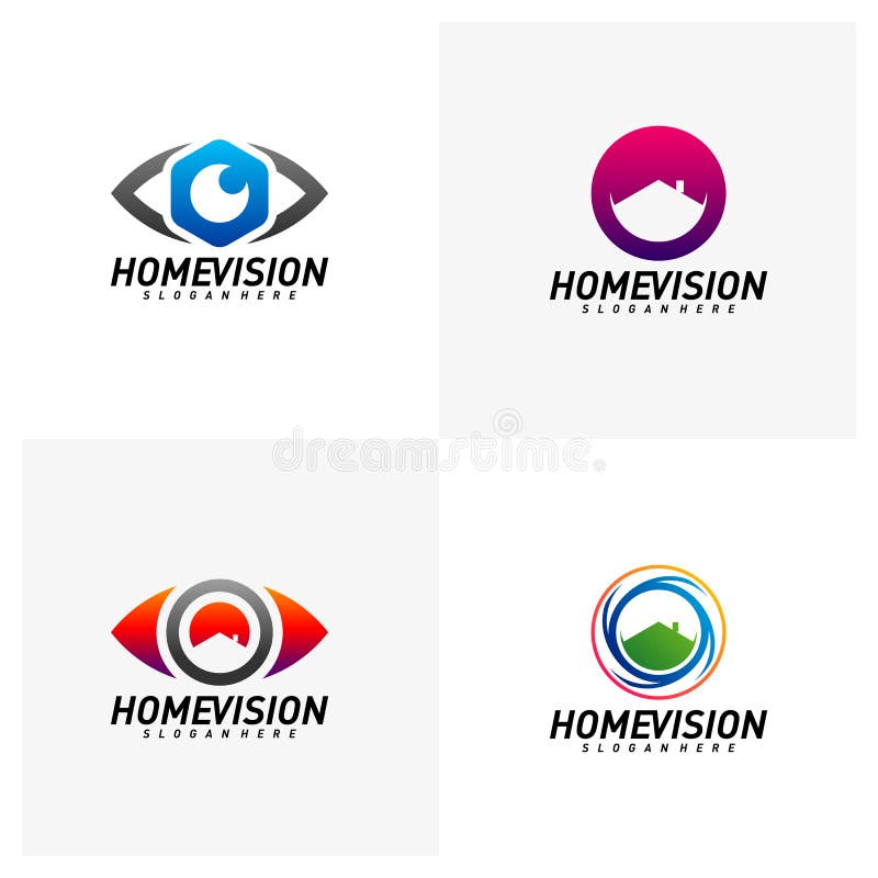 Set of Home Vision Creative Design Logo Vector Concept. Eye House Logo ...