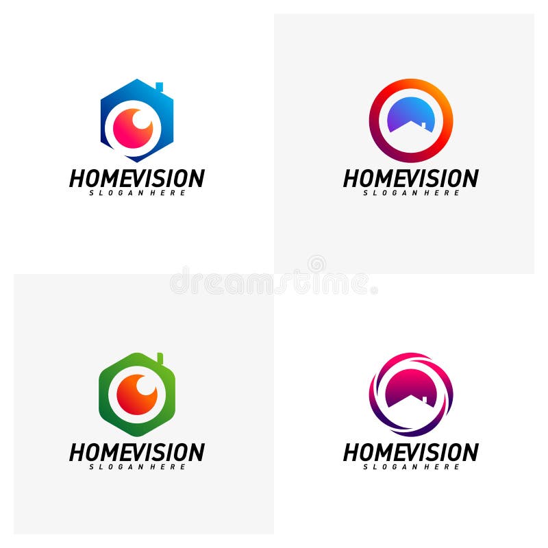Set of Home Vision Creative Design Logo Vector Concept. Eye House Logo ...