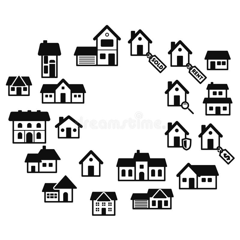Homes icons set stock vector. Illustration of line, graphic - 113881400
