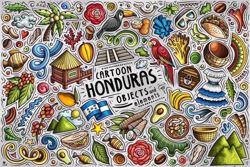 Set of Honduras Traditional Symbols and Objects Stock Illustration ...