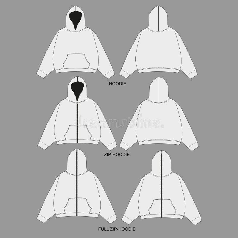 Set Of Hoodie Design Hoodie Mockup Vector Apparel Mockup Collection Stock Vector