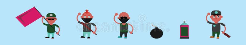 Set of Hooligan Cartoon Icon Design Template with Various Models ...