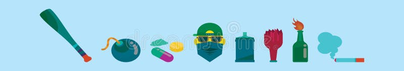 Set of Hooligans Cartoon Icon Design Template with Various Models ...