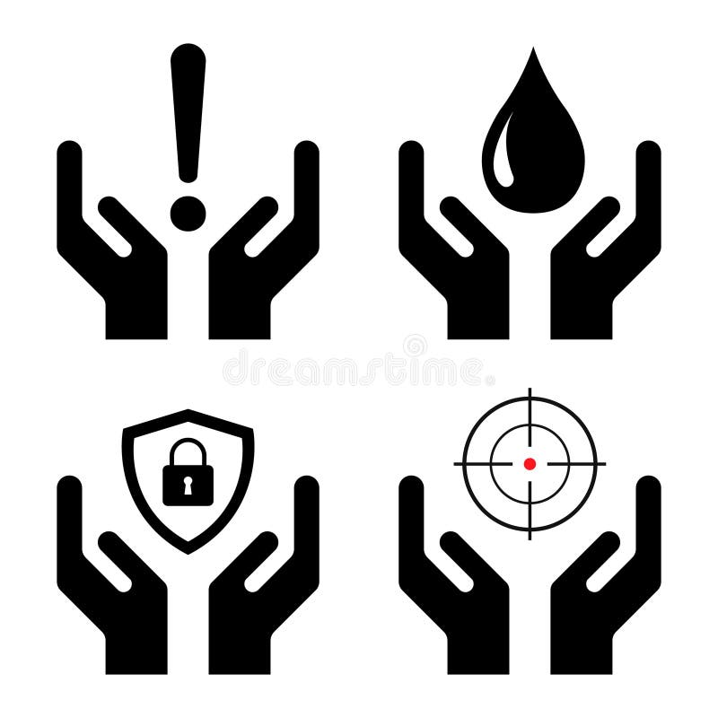 Set of Hope Icon, Human Hand with Empty Symbol, Help Graphic Design ...