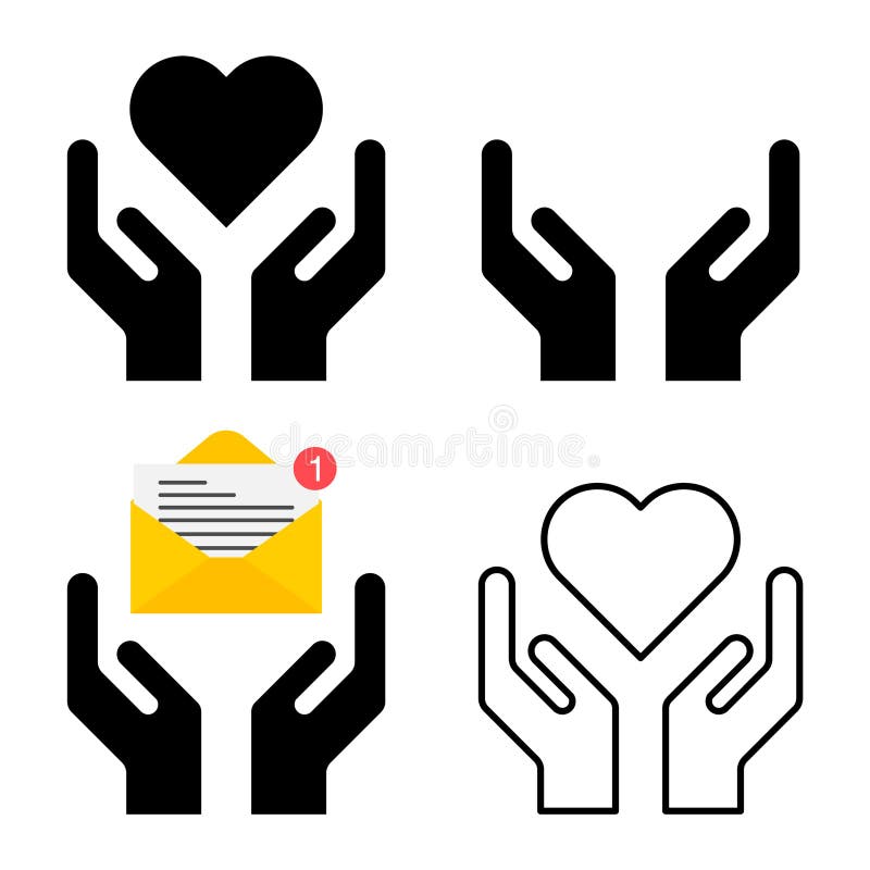 Set of Hope Icon, Human Hand with Empty Symbol, Help Graphic Design ...