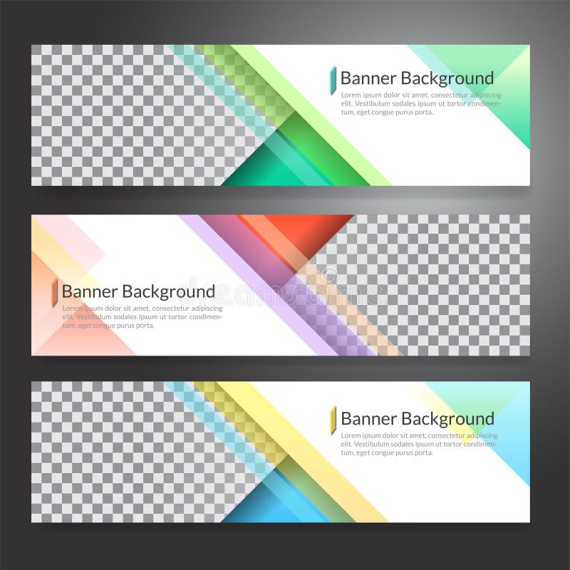 Set of Horizon Abstract Colorful Banner Background with Copy Spa Stock ...