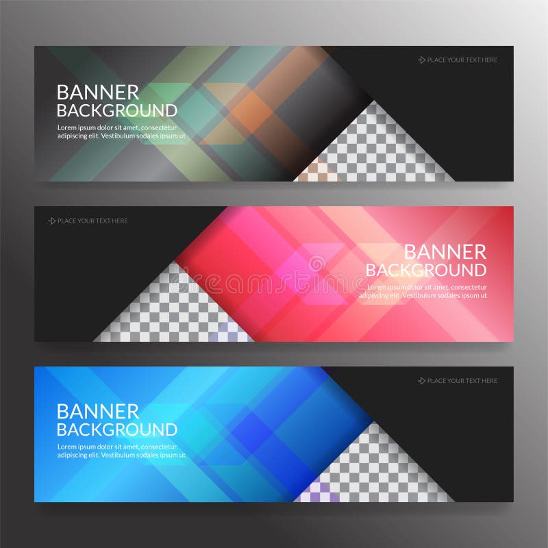Set of Horizon Abstract Colorful Display Banner Background with Stock ...