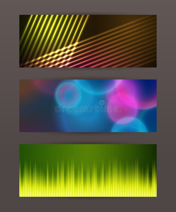 Set Horizontal Banner Design Element Background Glow Abstract Stock ...