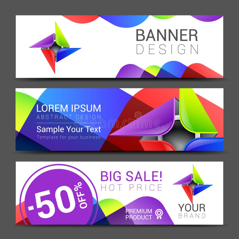 Set of Horizontal Banners for Your Business with People Logo and Bright ...