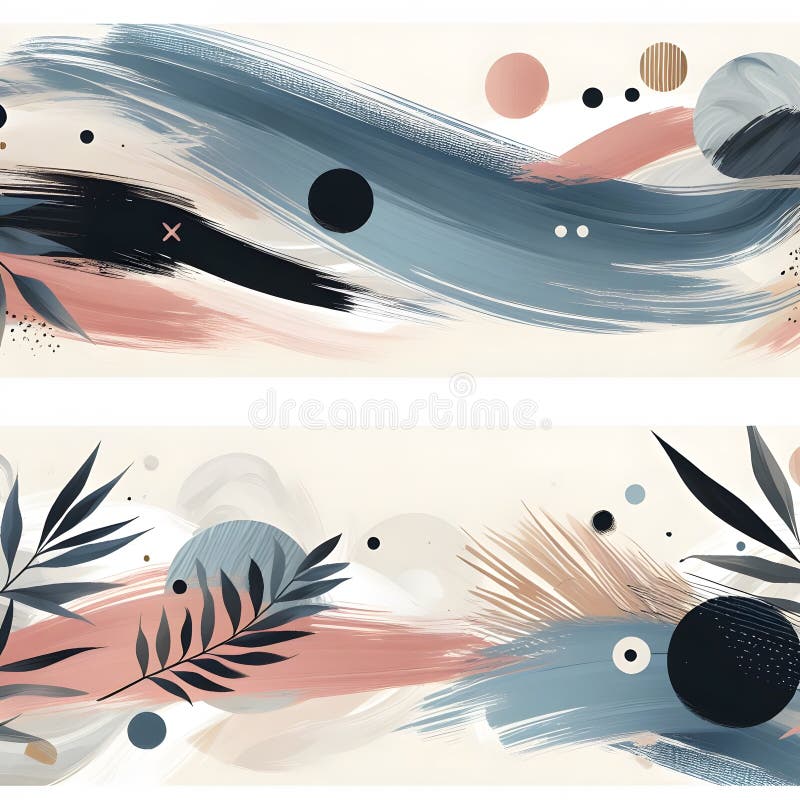 Set of Horizontal Banners with Abstract Hand Drawn Textures. Vector ...