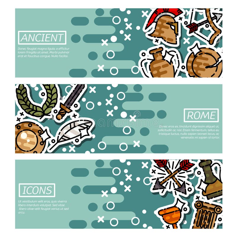 Set of Horizontal Banners about Ancient Rome Stock Vector ...