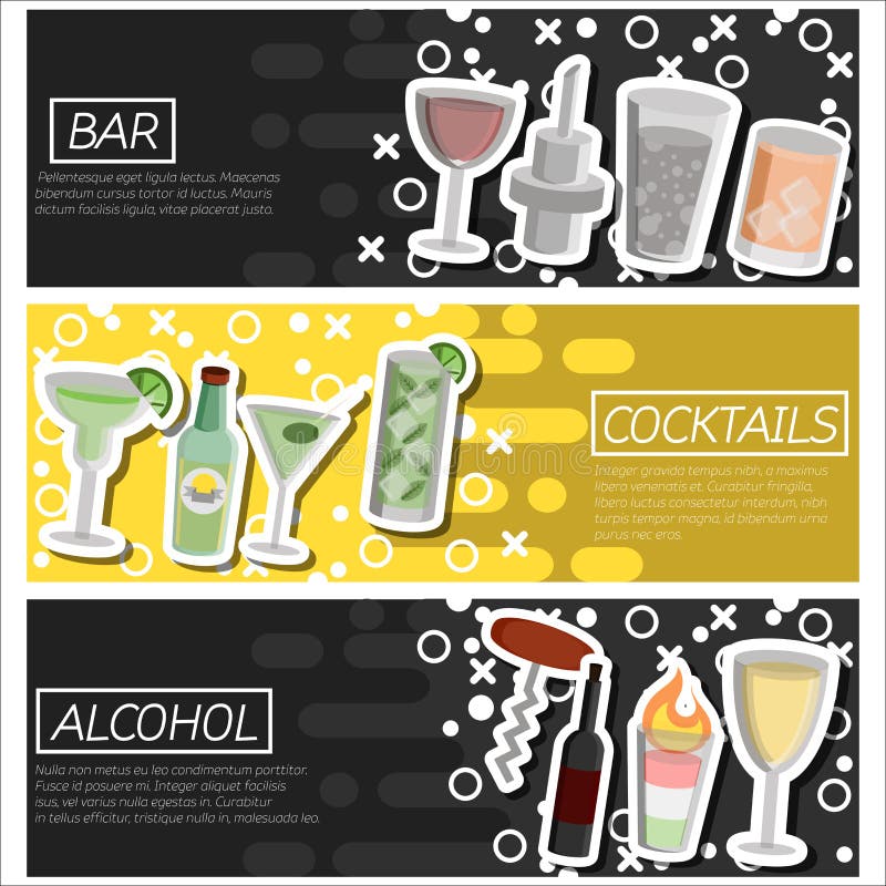 Set of Horizontal Banners about Bar Stock Vector - Illustration of ...