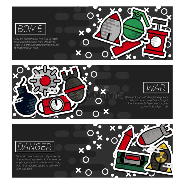 Set of Horizontal Banners about Bomb Stock Vector - Illustration of ...