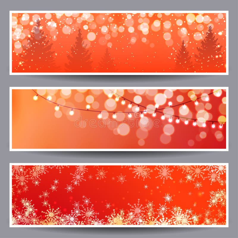 Set of Horizontal Banners with Christmas Lights.. Stock Vector ...