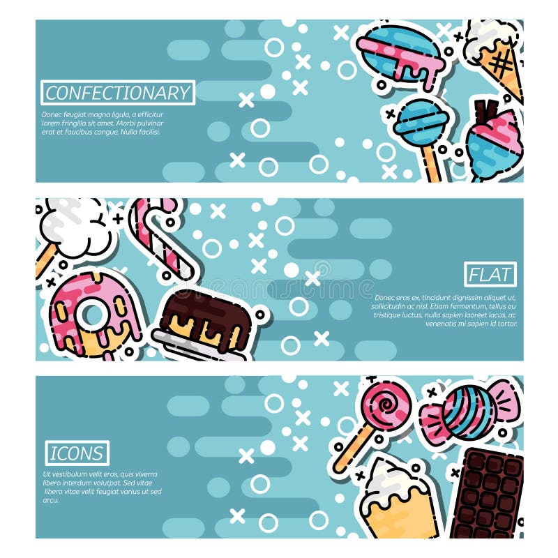 Set of Horizontal Banners about Confectionery Stock Vector ...