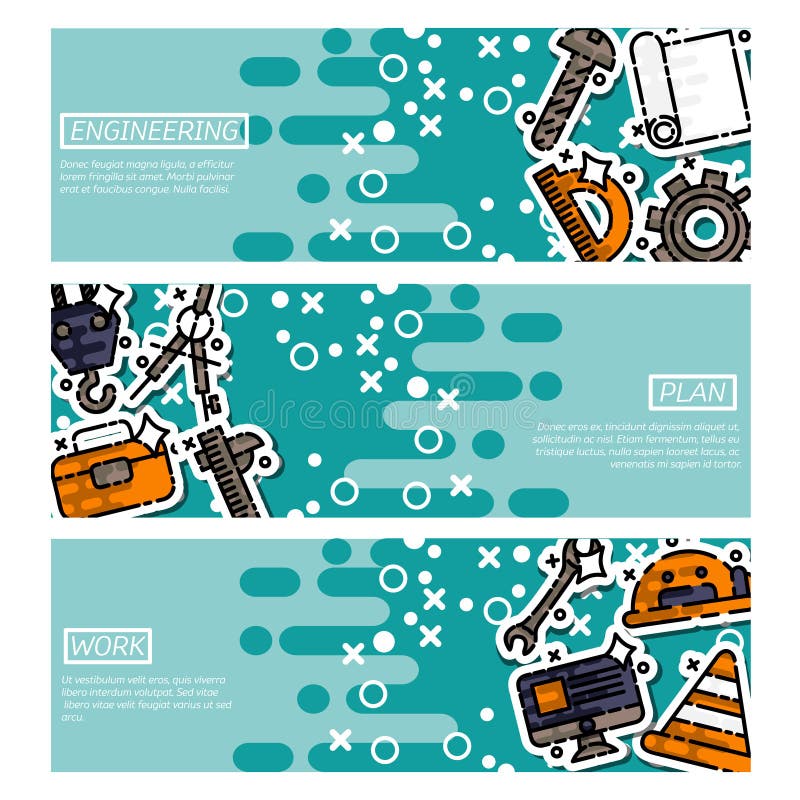 Manufacturing Horizontal Banners Set Stock Vector - Illustration of ...