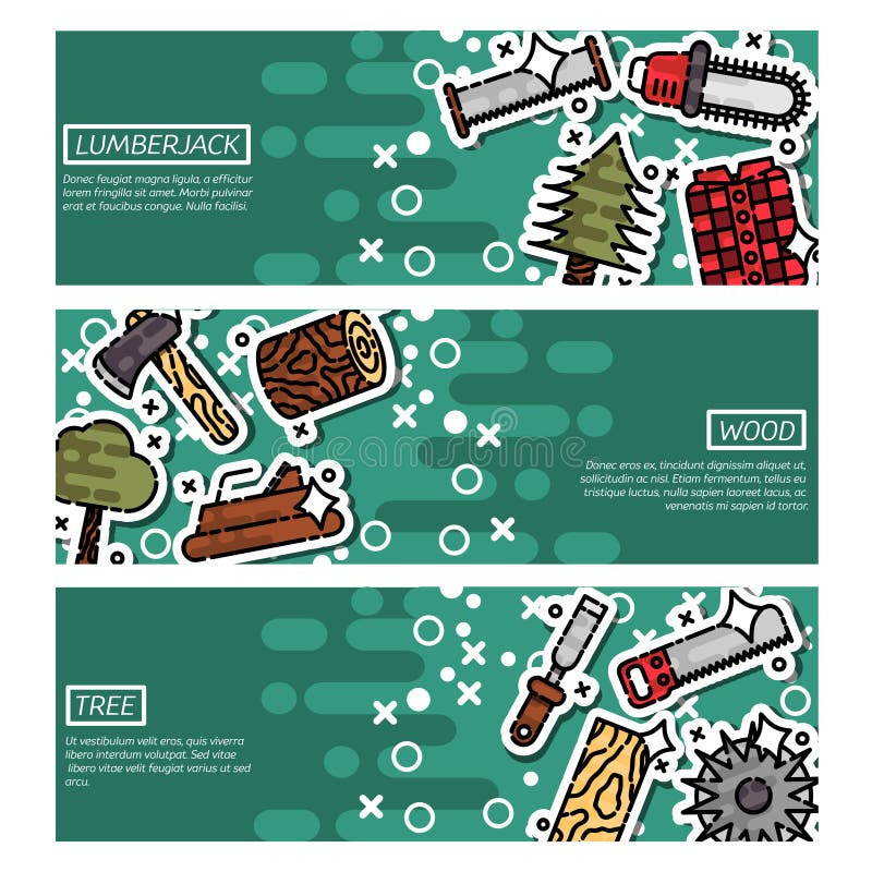 Set of Horizontal Banners about Lumberjack Stock Vector - Illustration ...