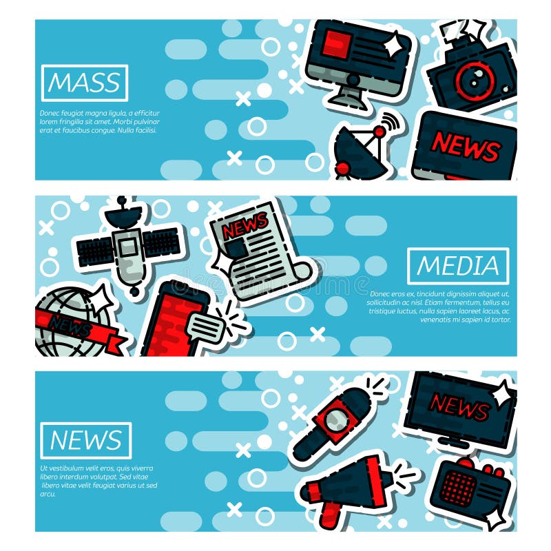 Set of Horizontal Banners about Mass Media Stock Vector - Illustration ...
