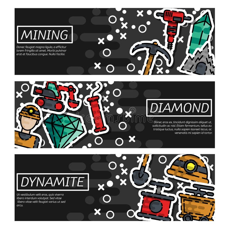 Set of Horizontal Banners about Mining Stock Vector - Illustration of energy, forklift: 80884171